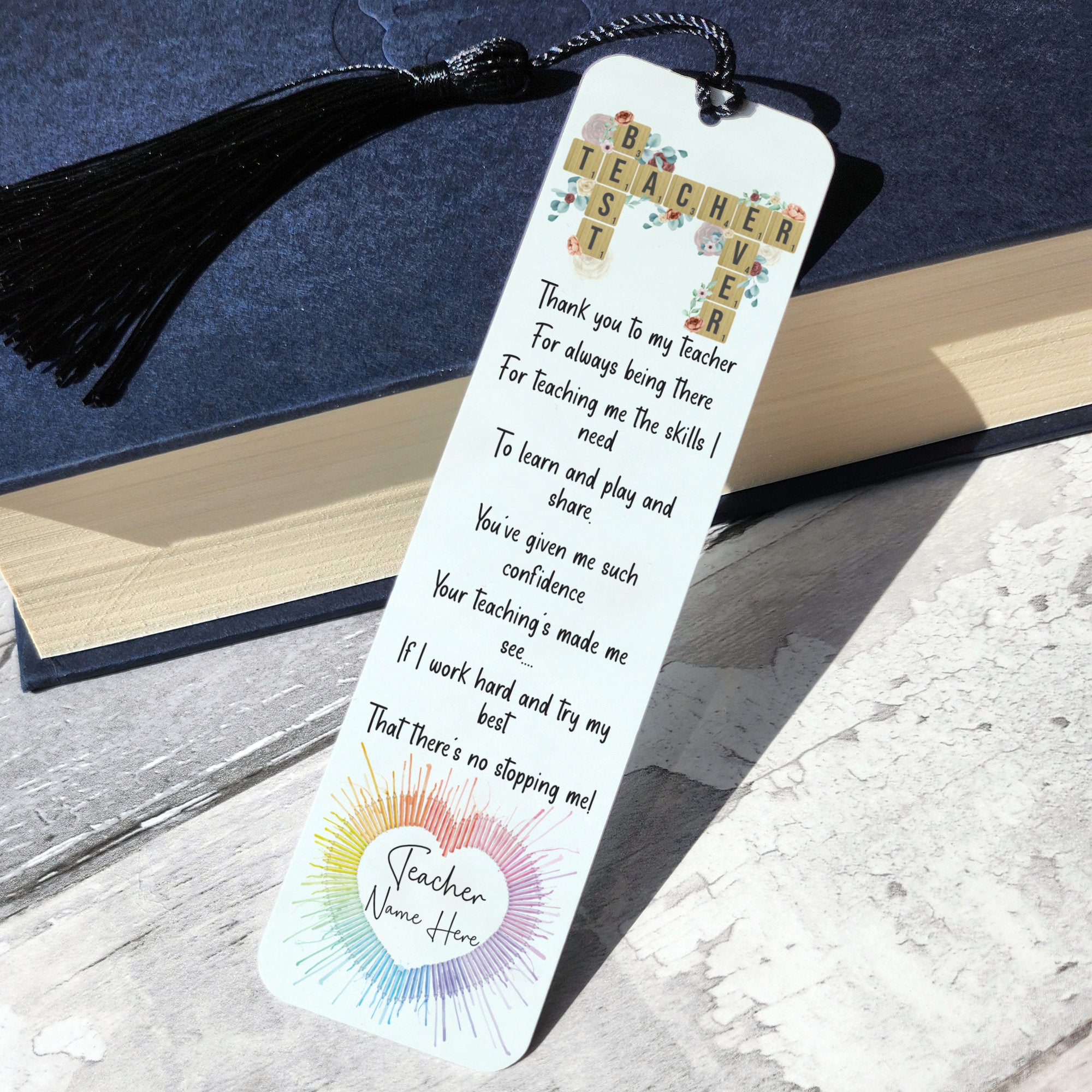 Personalised Best Teacher Tiles Bookmark – Bojapes